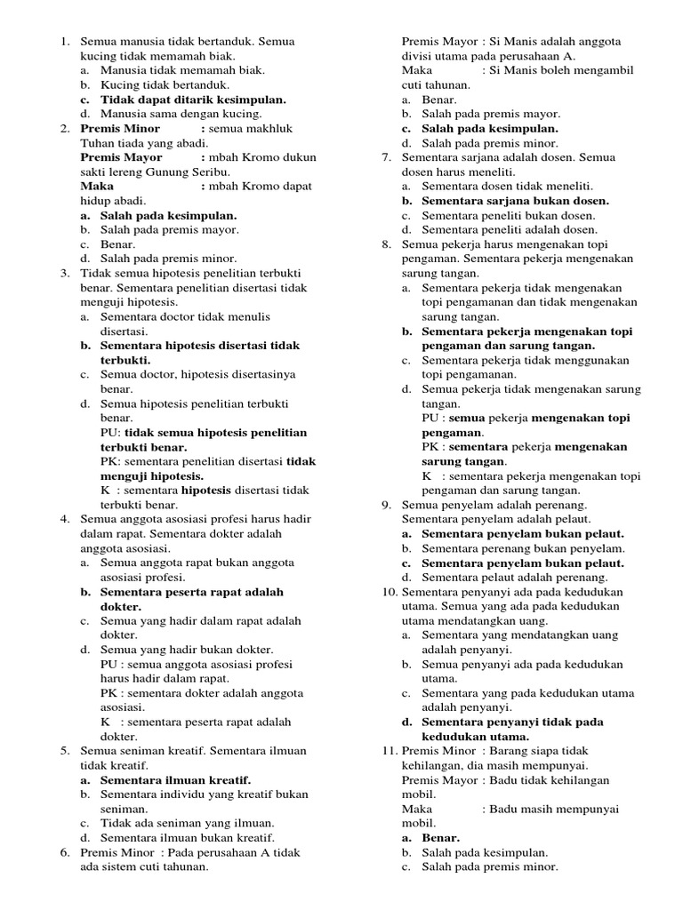 Latihan Logika dan Silogisme | PDF | Seni & Disiplin Bahasa | Seni