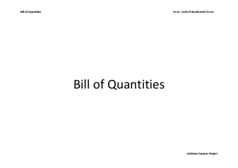 Bill of Quantities HVAC Work of Residential Tower | PDF
