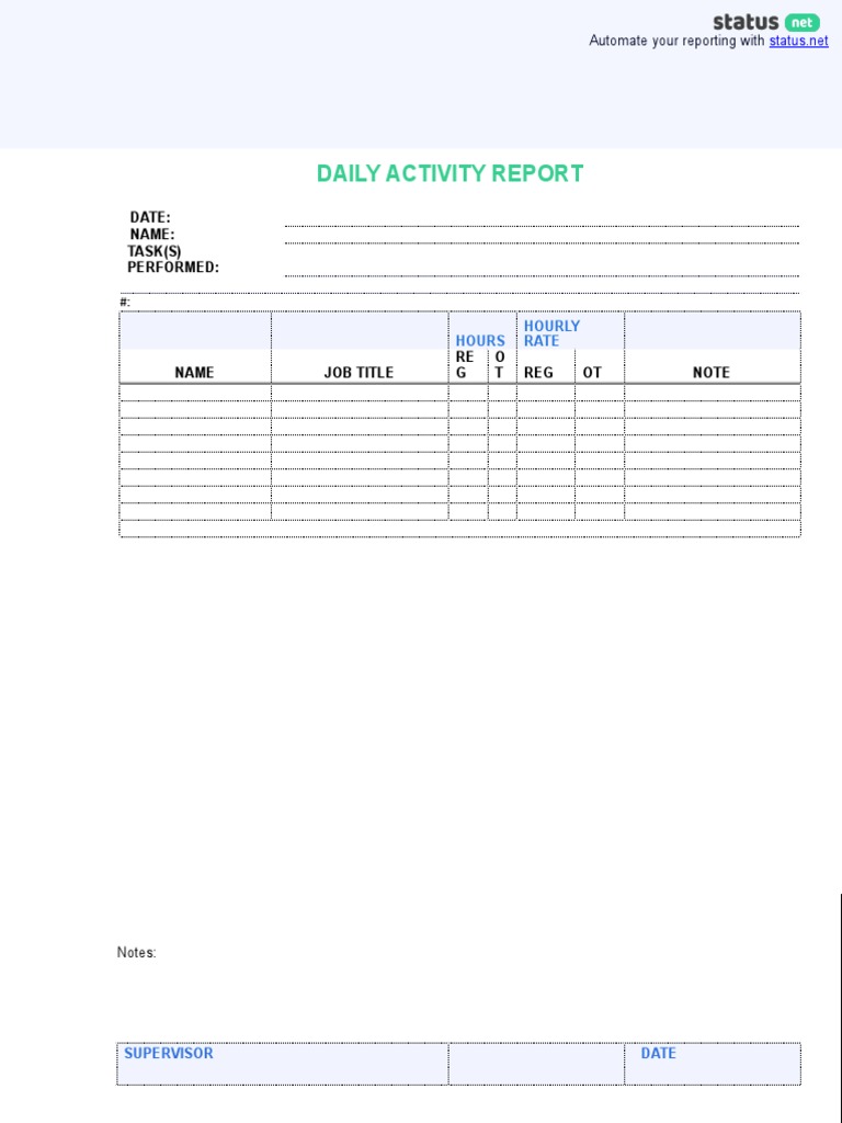 Daily Activity Report Template | PDF | Computers