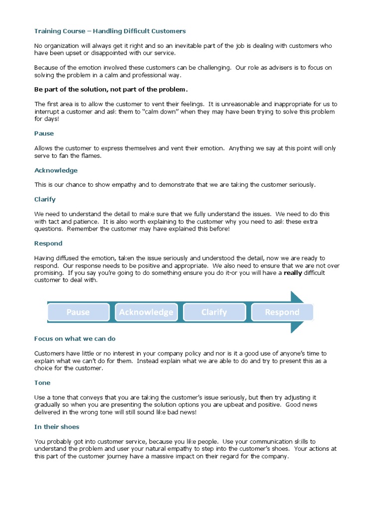 Handling Difficult Customers | PDF | Psychological Concepts | Psychology