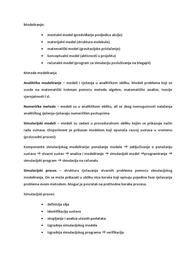 Modeliranje I Simulacija | PDF