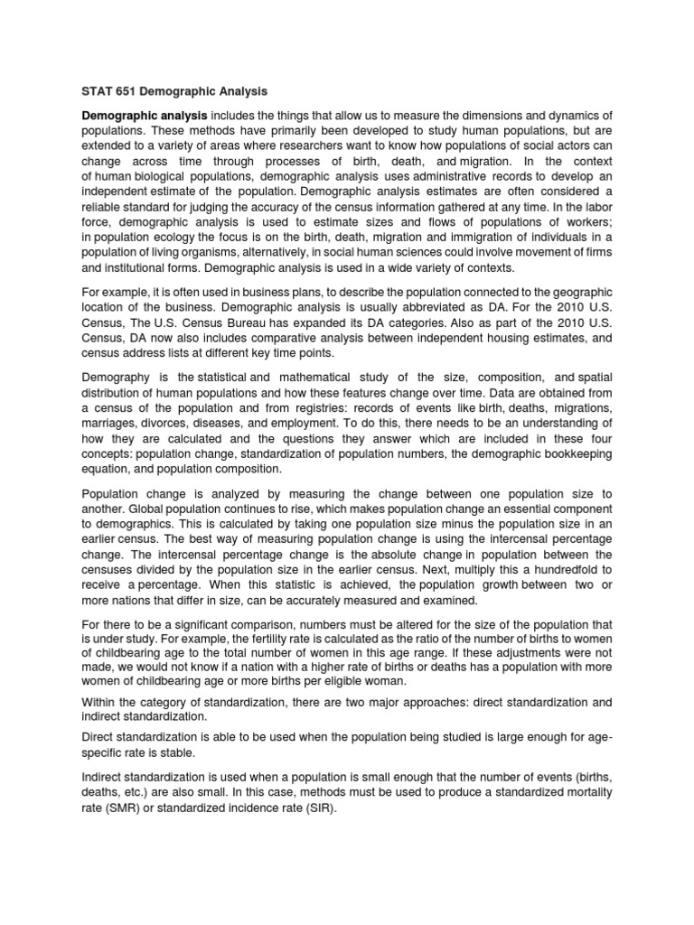 Demographic Analysis Includes The Things That Allow Us To Measure The ...