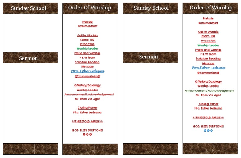 Sunday School Sunday School Order of Worship Order of Worship | PDF