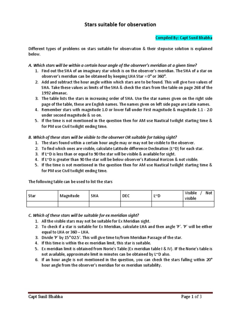 Guide to Observing Stars: Techniques and Practice Questions for ...