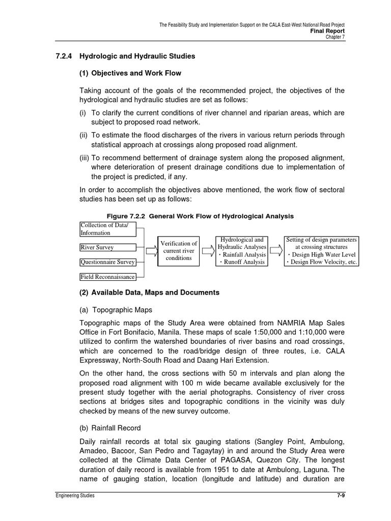7.2.4 Hydrologic and Hydraulic Studies (1) Objectives and Work Flow ...