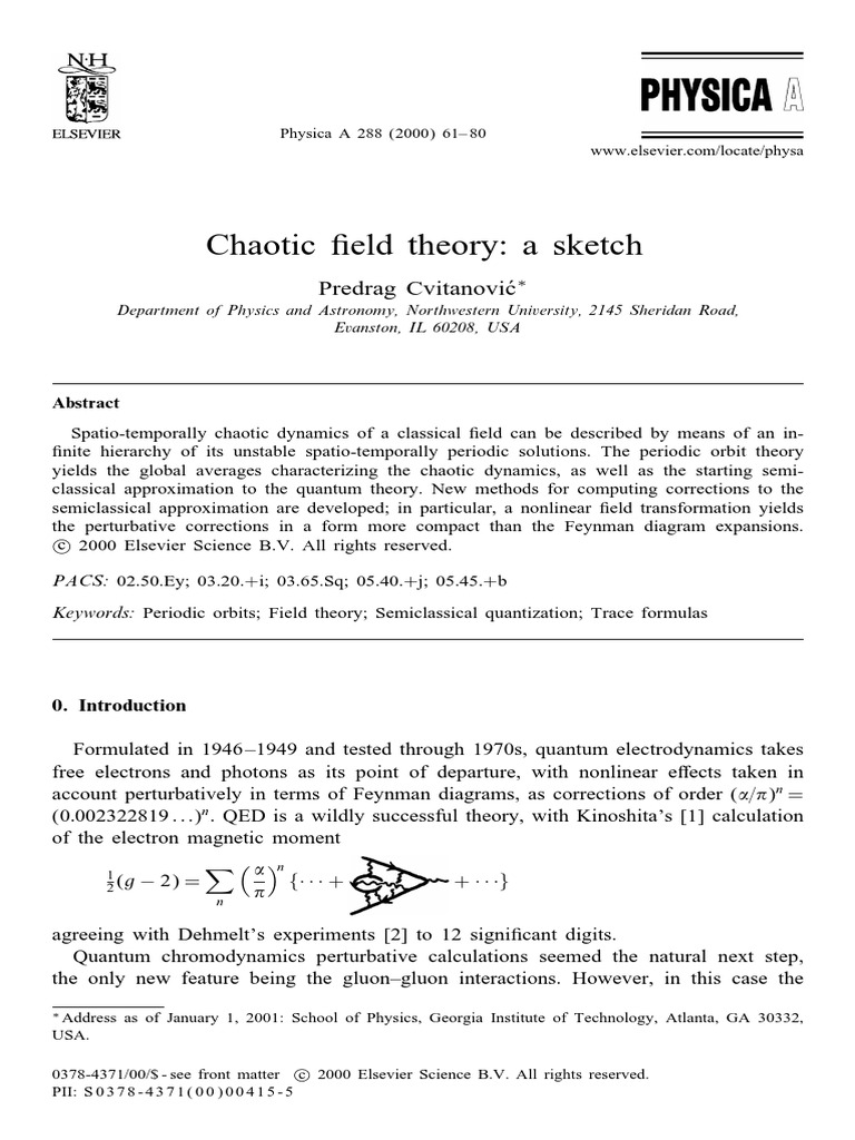 Cvitanovic, Predrag - Chaotic Field Theory | PDF | Dynamical System ...
