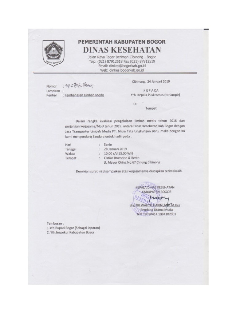 Undangan Mou Limbah Medis | PDF