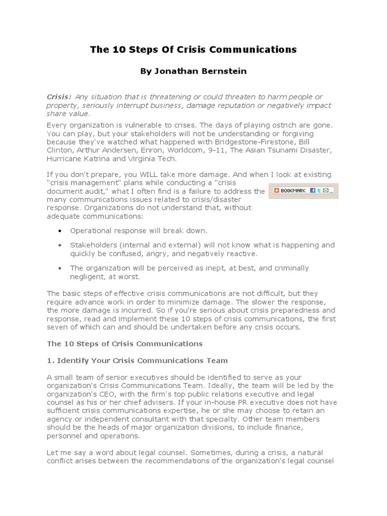 10 Steps for Effective Crisis Communication | PDF
