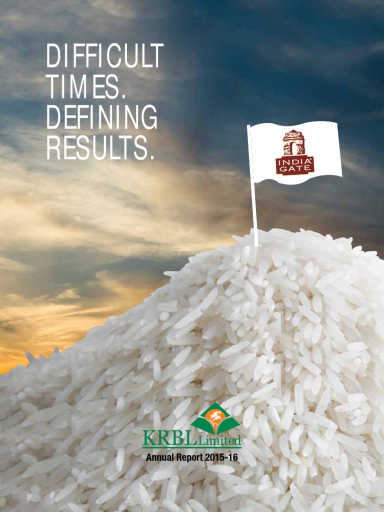Annual Report KRBL Limited 2015 16 PDF | PDF | Rice | Economy Of India