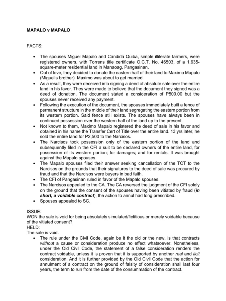 Mapalo V Mapalo | PDF | Annulment | Void (Law)