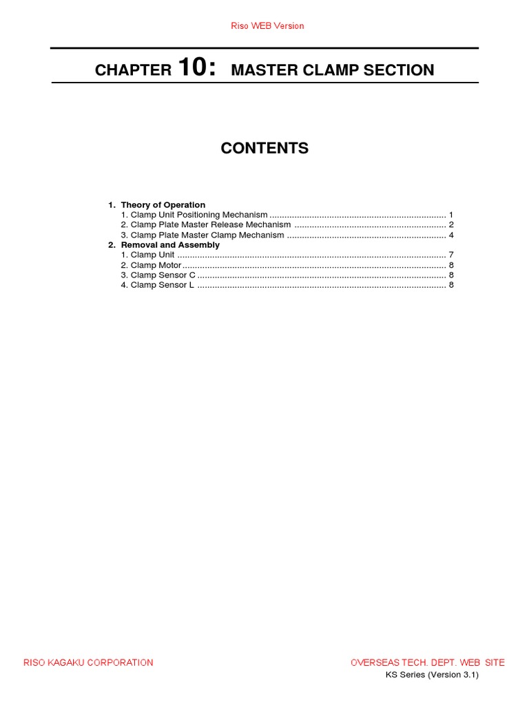 Master Clamp Section: 1. Theory of Operation | PDF | Equipment | Machines