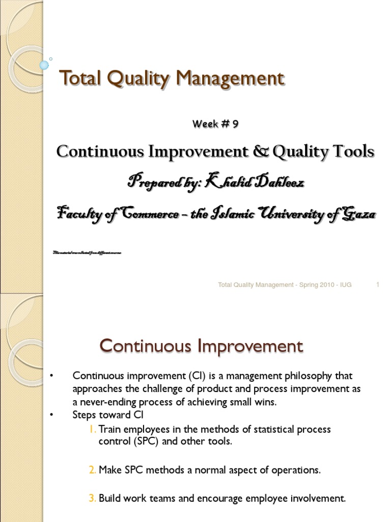 Week 9 Continuous Improvement Quality Tools | PDF | Quality Management ...
