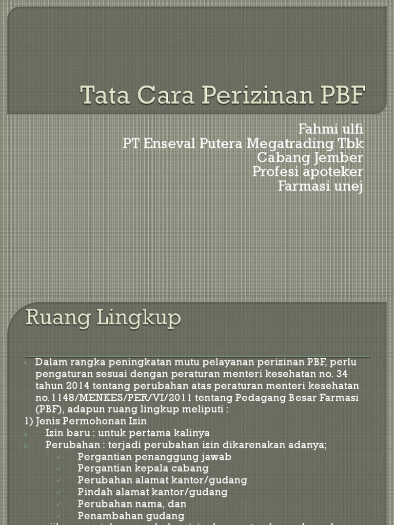 Tata Cara Perizinan PBF | PDF