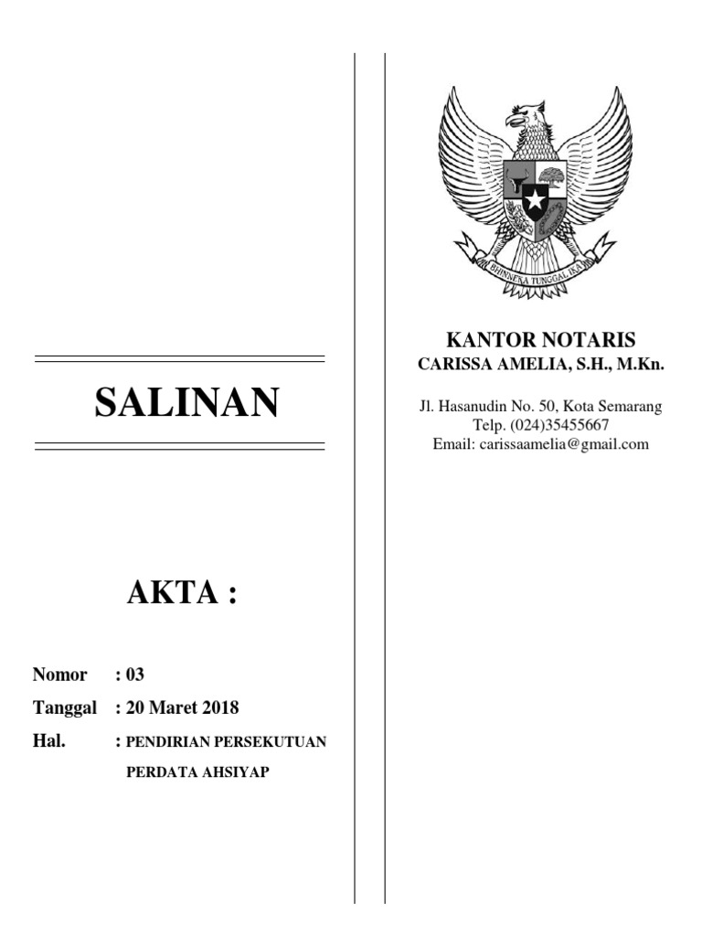 AKTA Persekutuan Perdata | PDF