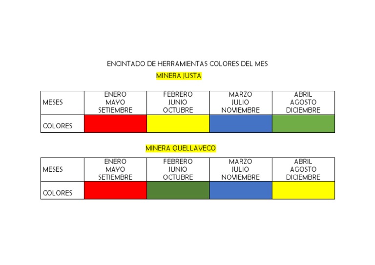 Encintado de Herramientas Colores Del Mes PDF | PDF
