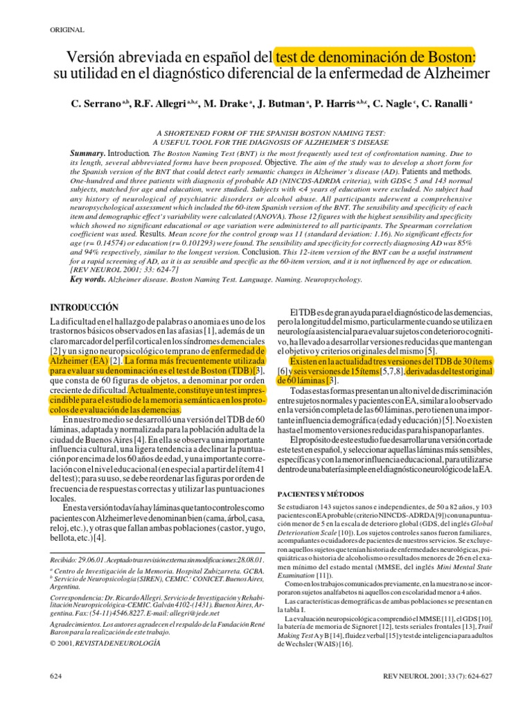 Test de Boston | PDF | Sensitivity And Specificity | Clinical Medicine