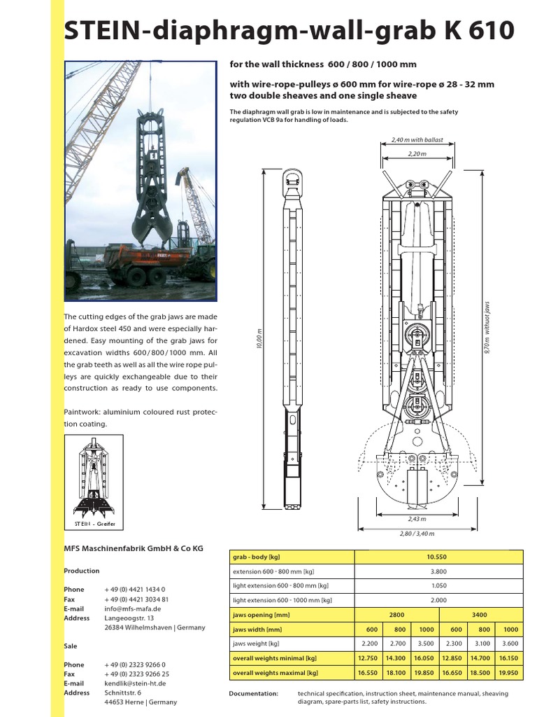 Stein Grab k610 | PDF | Building Engineering | Manufactured Goods