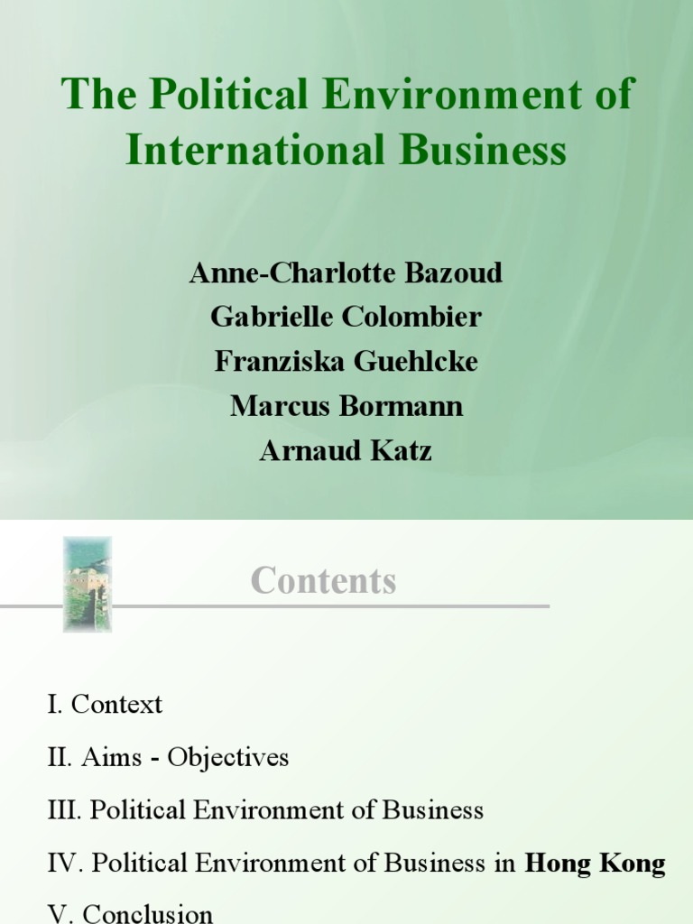 Political Environment in International Business | PDF | Business | Risk