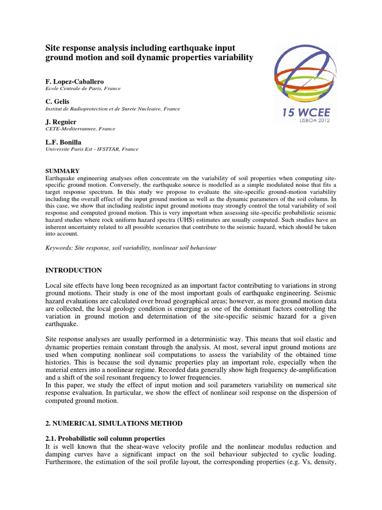 Site Response Analysis Including Earthquake Input Ground Motion and ...