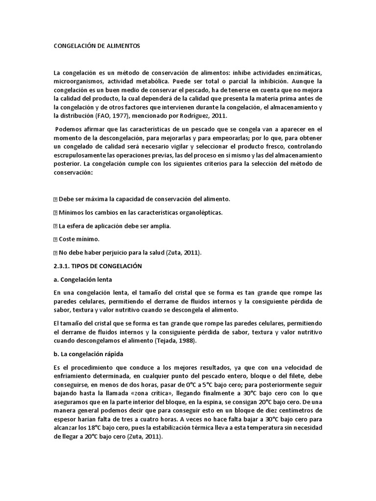 Congelación de Alimentos 2 | PDF | Fase (materia) | Alimentos