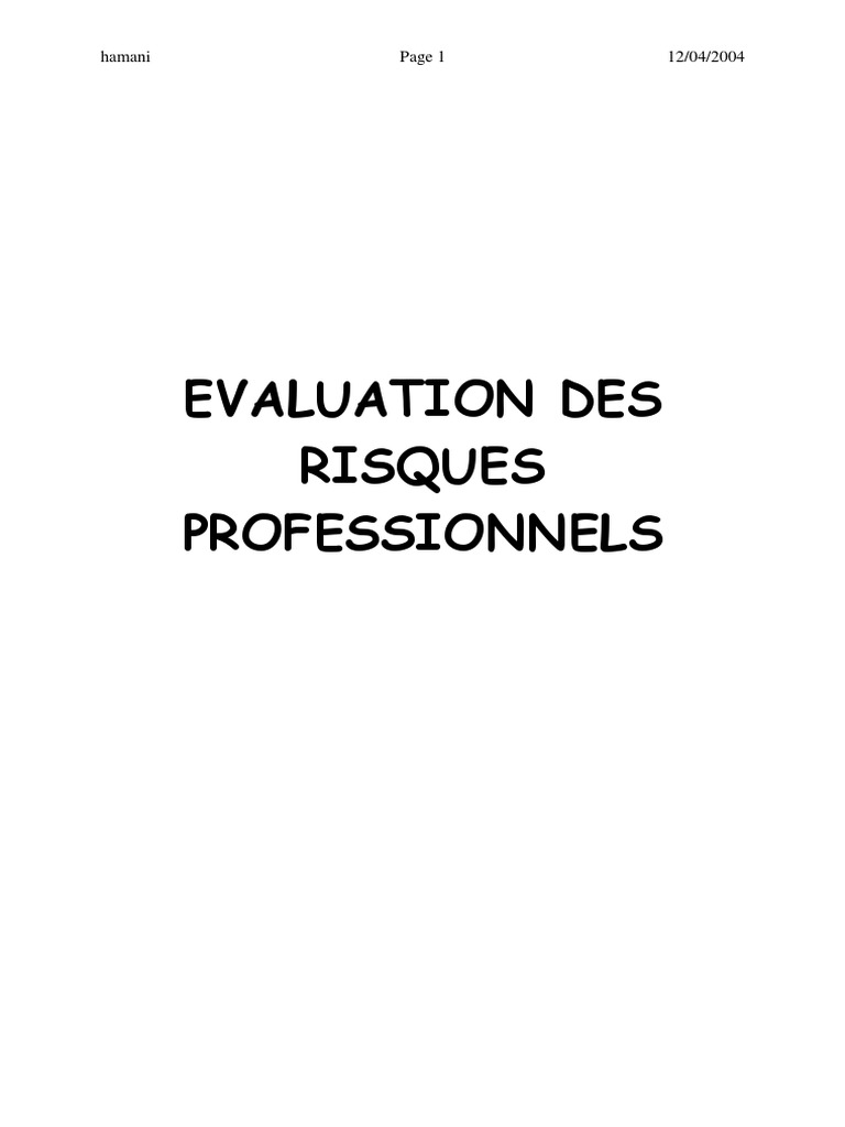 Évaluation des Risques Professionnels | PDF | Évaluation des risques ...