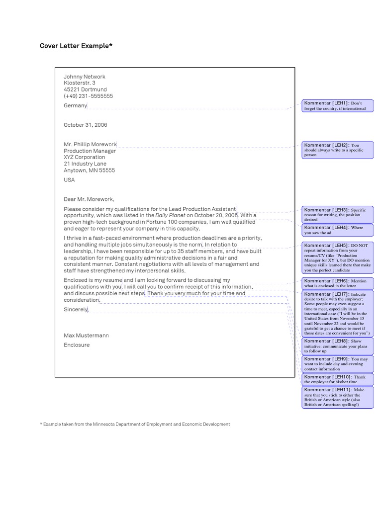 Cover Letter Example PDF | PDF | Employment | Communication