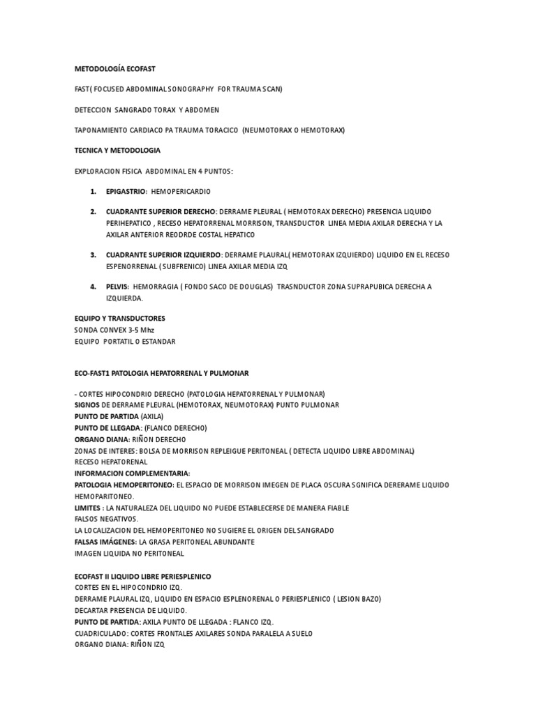 METODOLOGÍA ECOFAST | PDF | Riñón | Pelvis