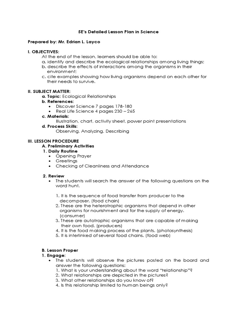 Lesson Plan About Symbiotic Relationship | PDF | Organisms | Habitat