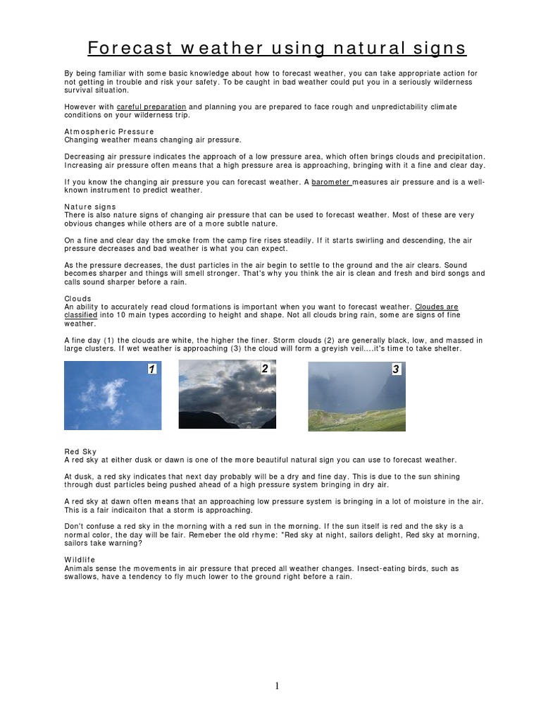 Forecast weather using natural signs | PDF | Weather | Weather Forecasting