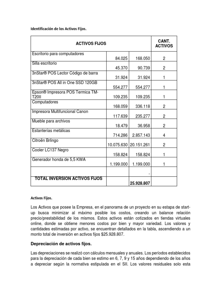 Identificación de los Activos Fijos | PDF | Activo fijo | Depreciación