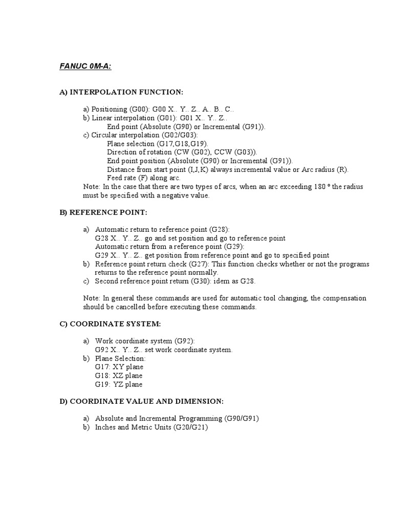 Fanuc 0m-A | PDF | Cartesian Coordinate System | Subroutine