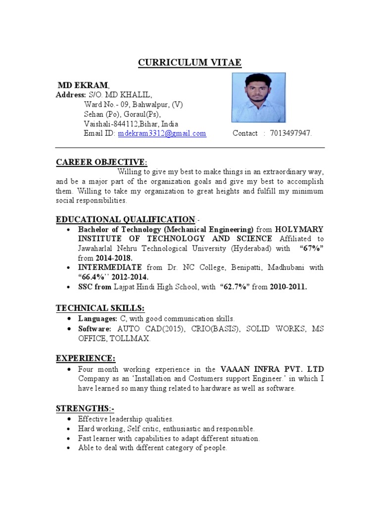 Ekram CV PDF | PDF | Behavior Modification | Cognition