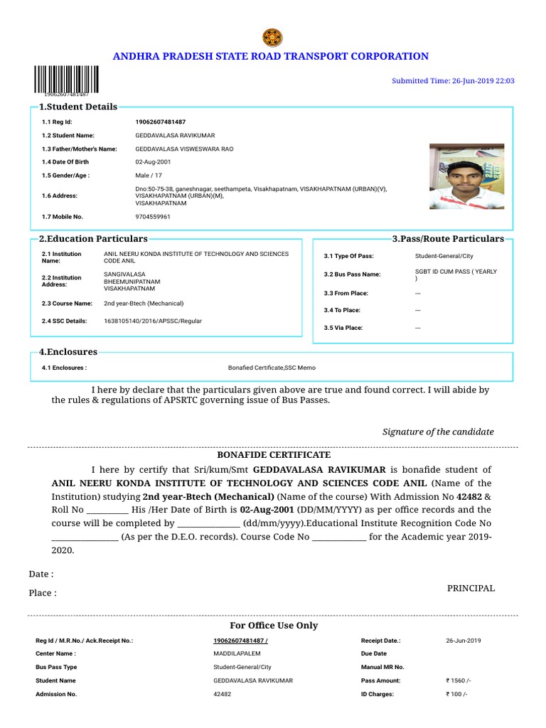 Apsrtc Bus Pass PDF | PDF | Transport | Business