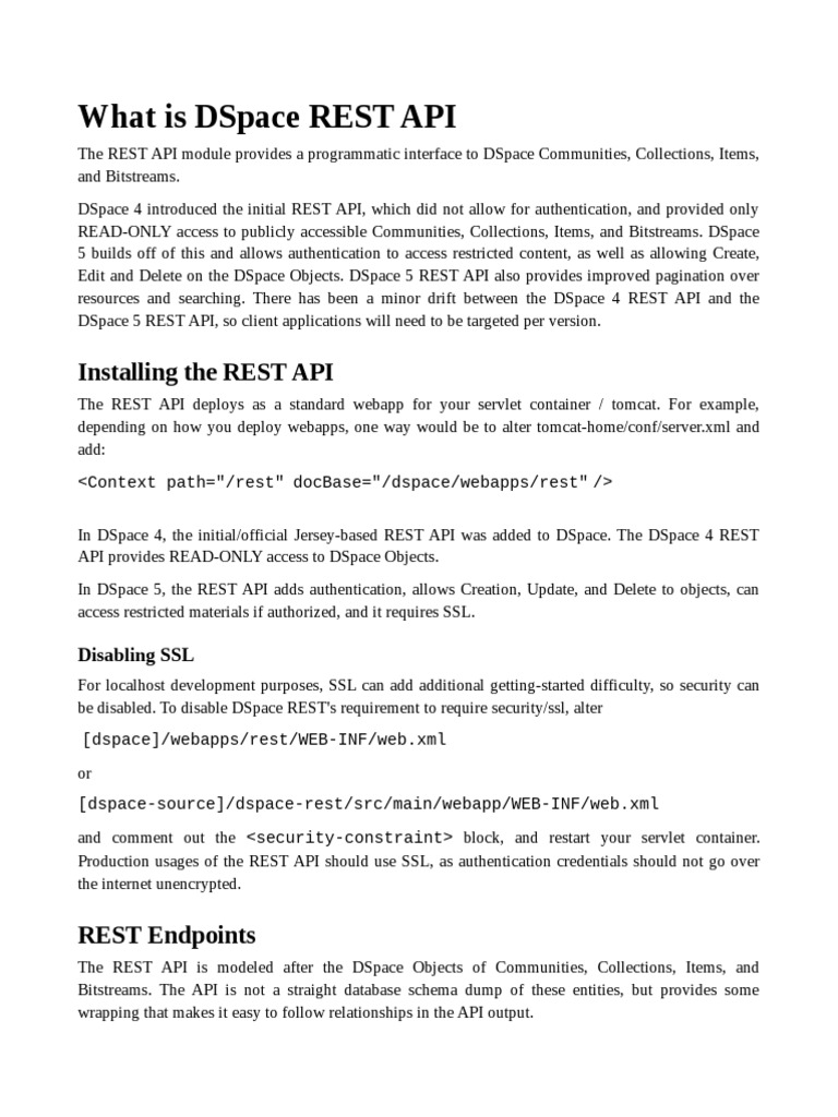 Rest API Dspace | PDF | Representational State Transfer | Web Application