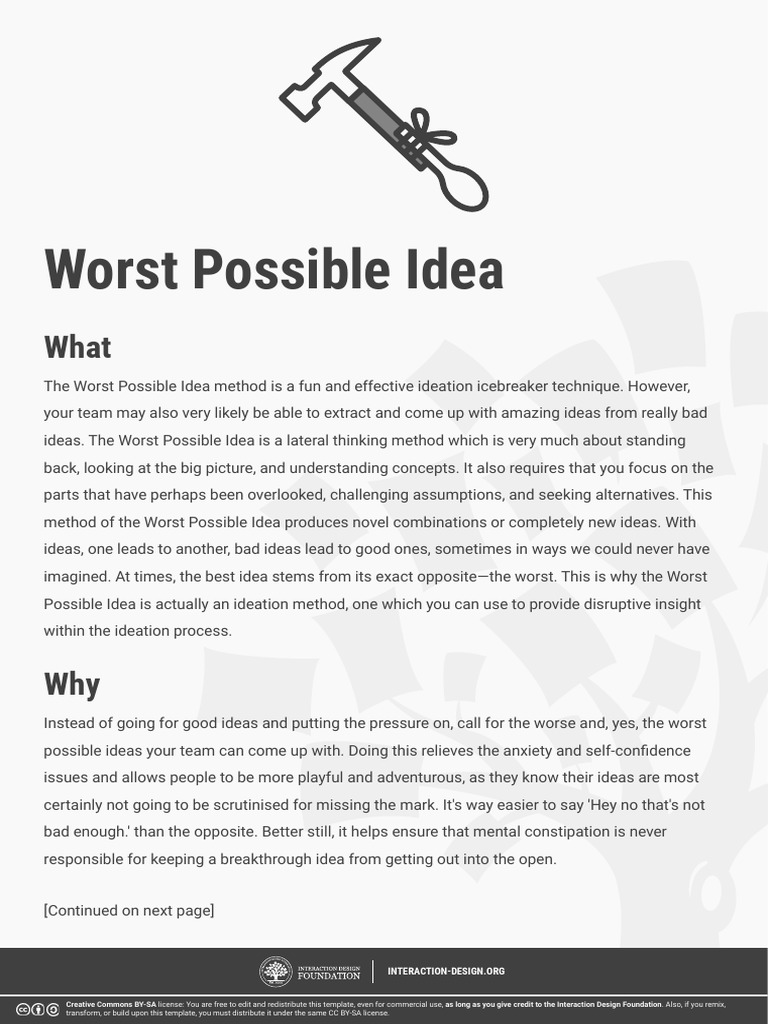 Worst Possible Idea | PDF | Design Thinking | Brainstorming