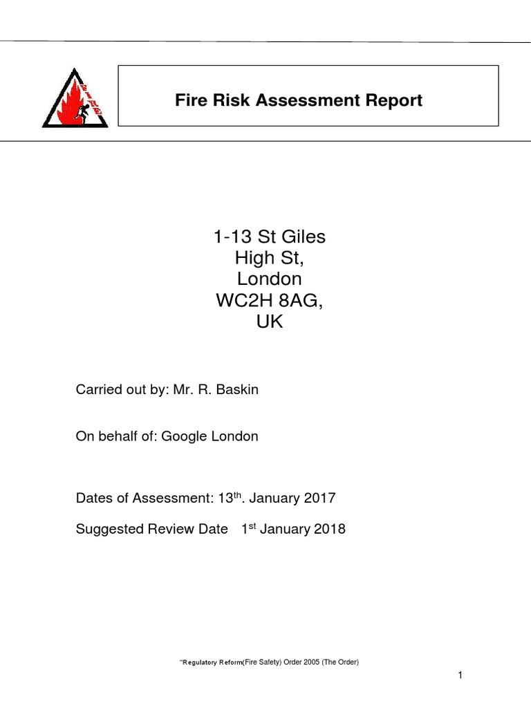 Fire Risk Assessment for Google London | PDF | Fire Safety | Risk