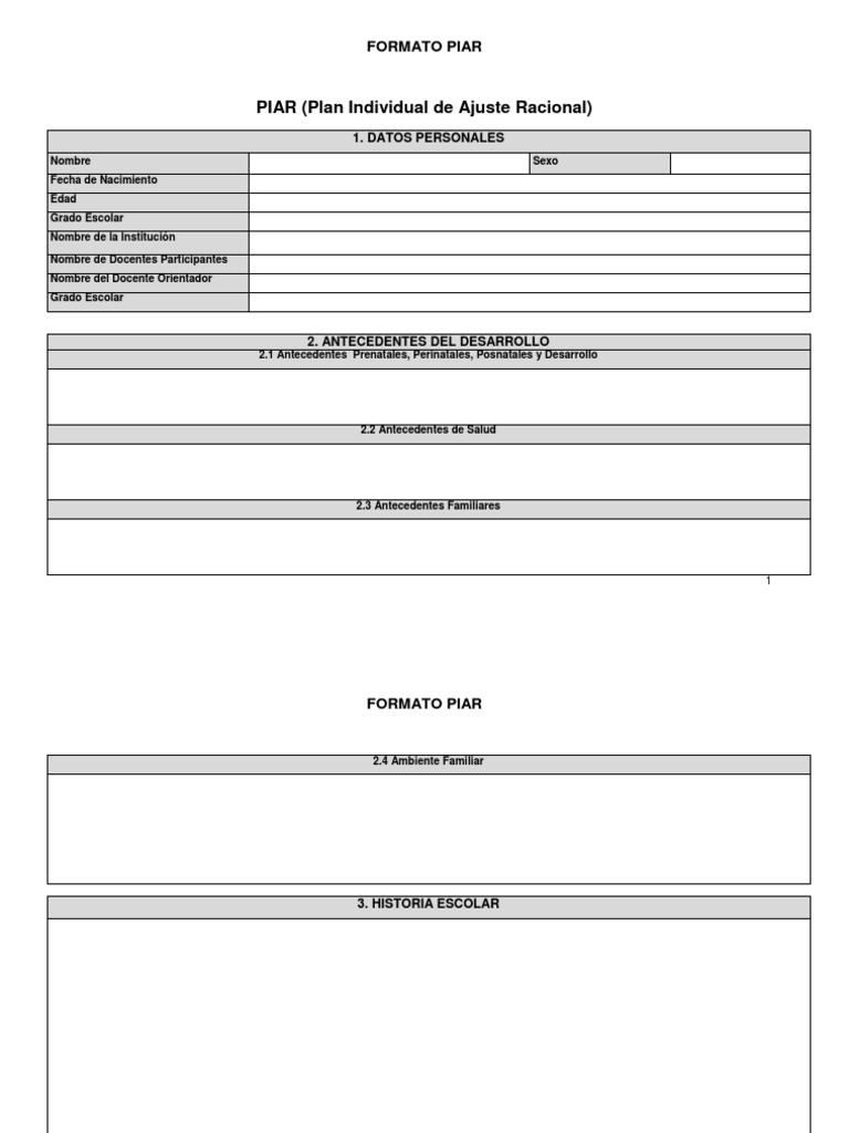 FORMATO PIAR | Maestros | Aprendizaje | Prueba gratuita de 30 días | Scribd