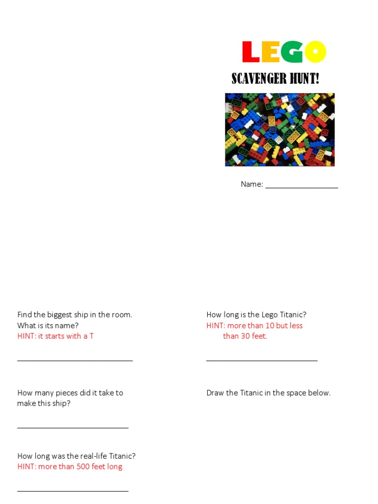 Lego Scavenger Hunt | PDF | Transport | Nature