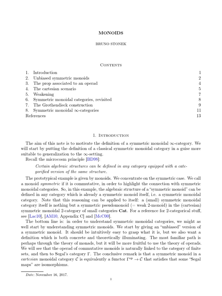 Monoids | PDF | Category Theory | Algebraic Topology Monoids | PDF | Category Theory | Algebraic Topology