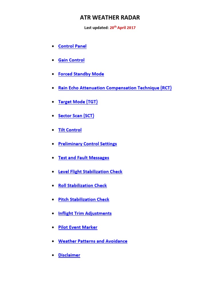 ATR Weather Radar Control Guide | PDF