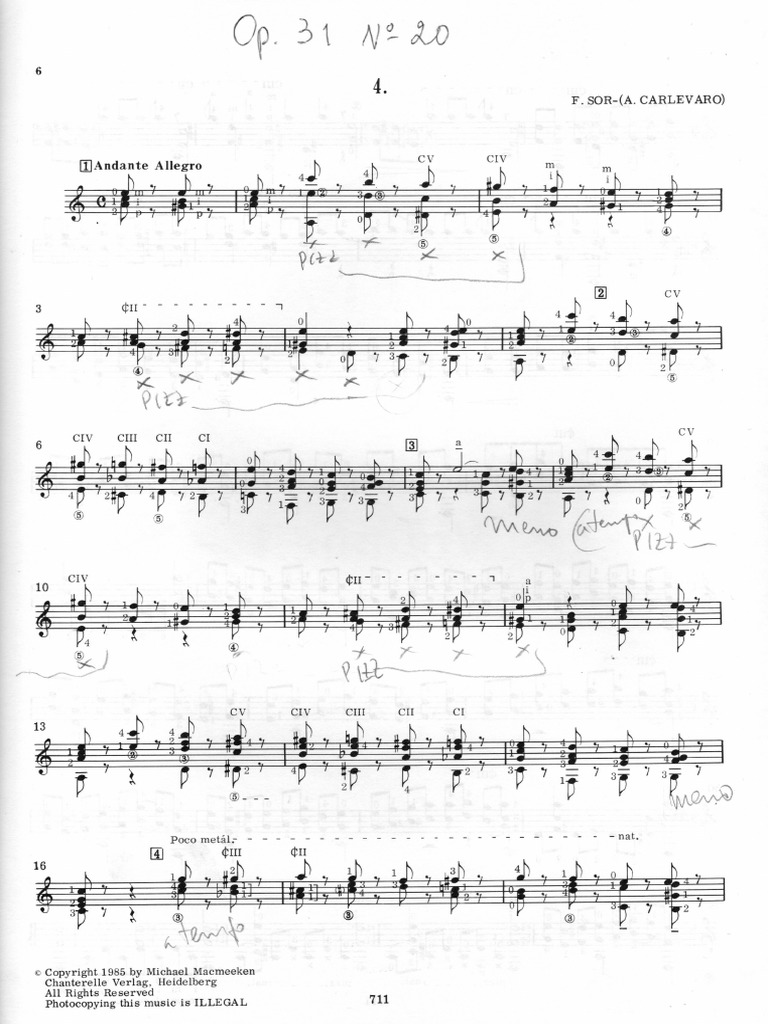 Sor-Estudio Op 31 #20 | PDF