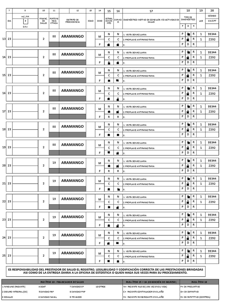 HOJA HIS MINSA PERU | Bienestar