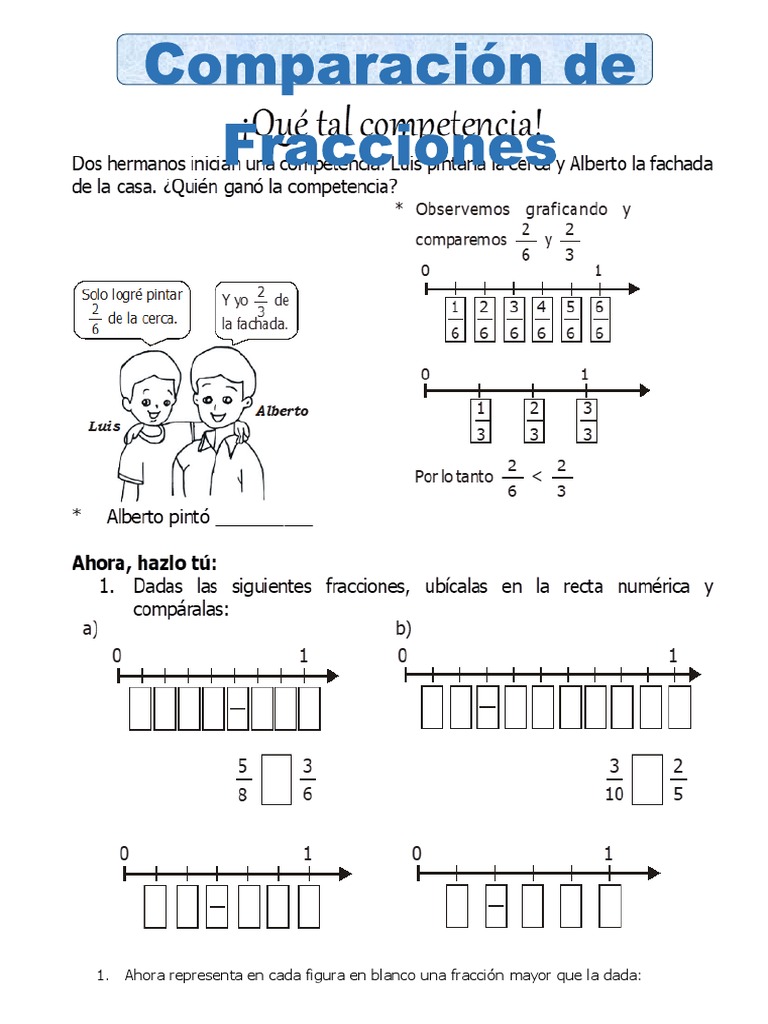 Hojas De Trabajo Para Comparar Fracciones, Cuarto Grado