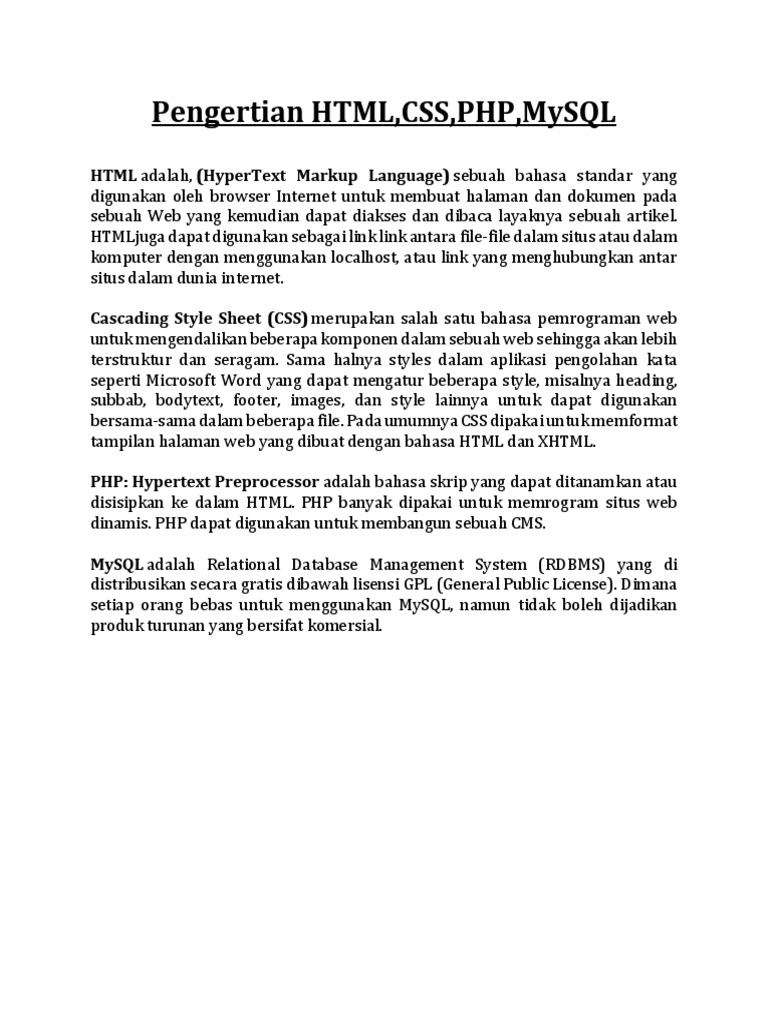 Pengertian HTML, CSS, Cms | PDF