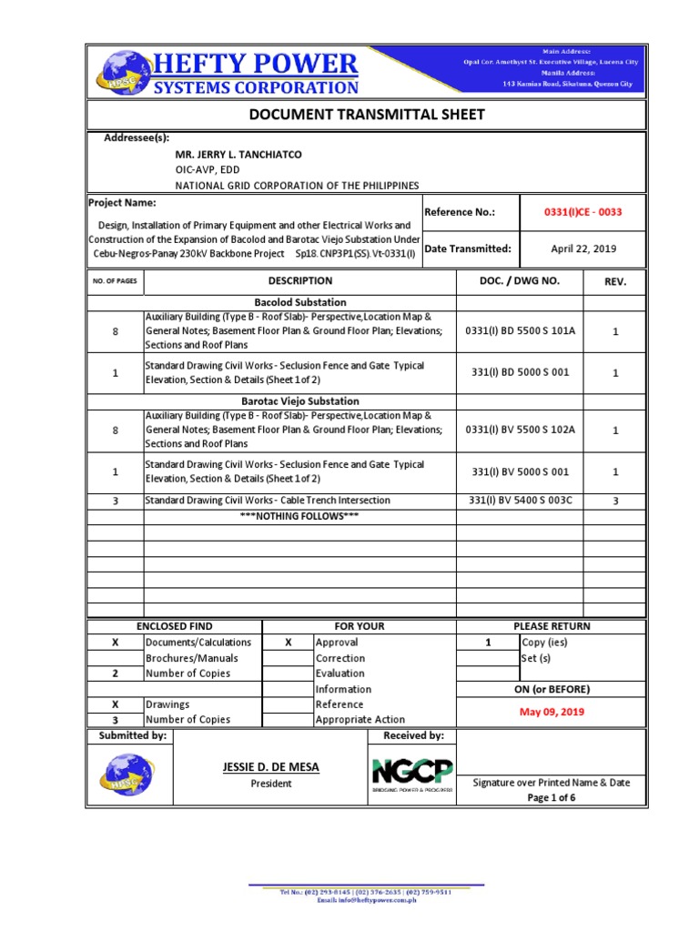 Transmittal Sample | PDF | Architectural Elements | Buildings And ...