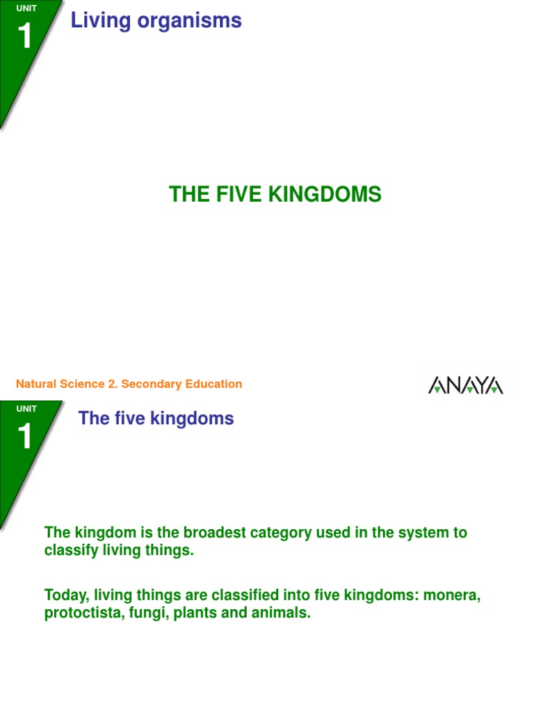 Overview of the Five Kingdoms | PDF | Organisms | Cell (Biology)