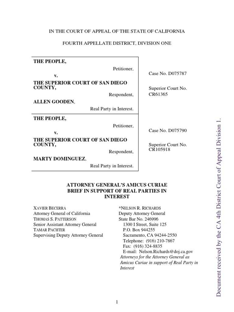 Attorney General's Amicus Curiae Brief in Support of Real Parties in ...