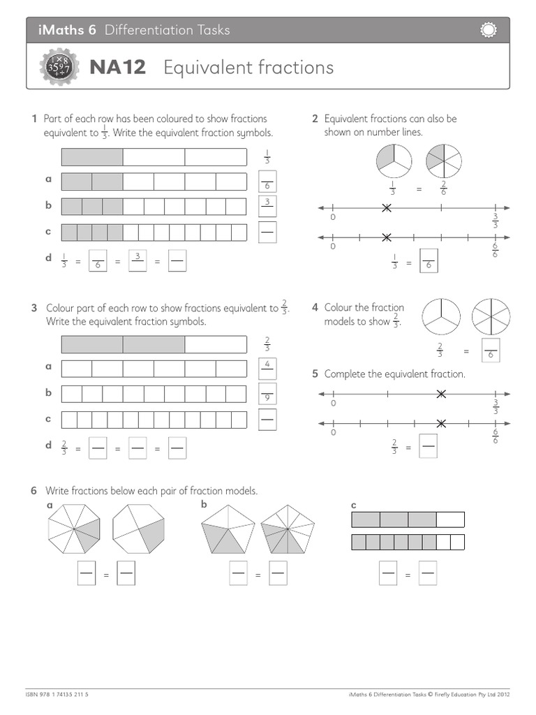 Equivalent Fractions: Imaths 6 Differentiation Tasks | PDF | Arithmetic ...