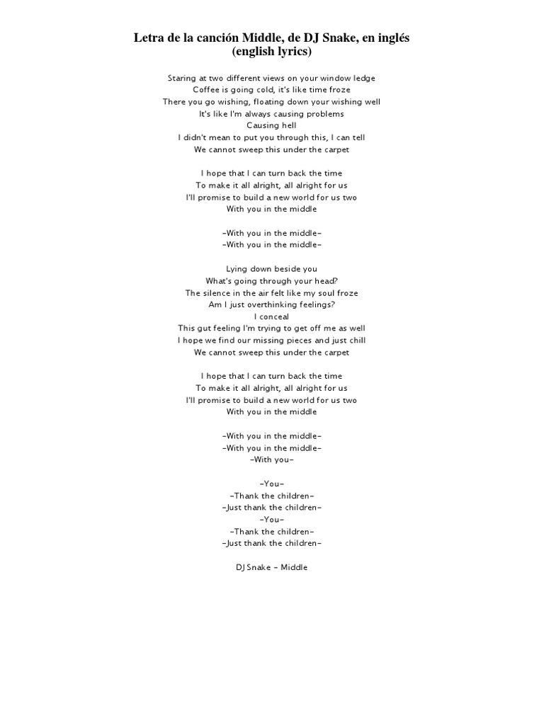 Letra de La Canción Middle | PDF | Entretenimiento (general)