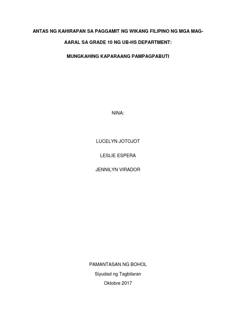 Final Thesis Filipino | PDF